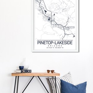 Pinetop-lakeside Map Art Print - Map of Pinetop Lakeside Arizona - Map ...