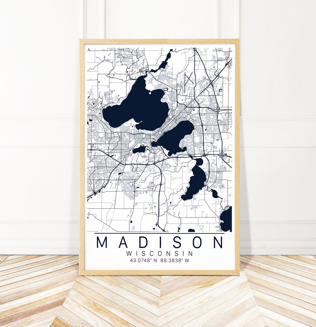 Madison Map Art - Map of Madison Wisconsin - City Art - City Map - City ...