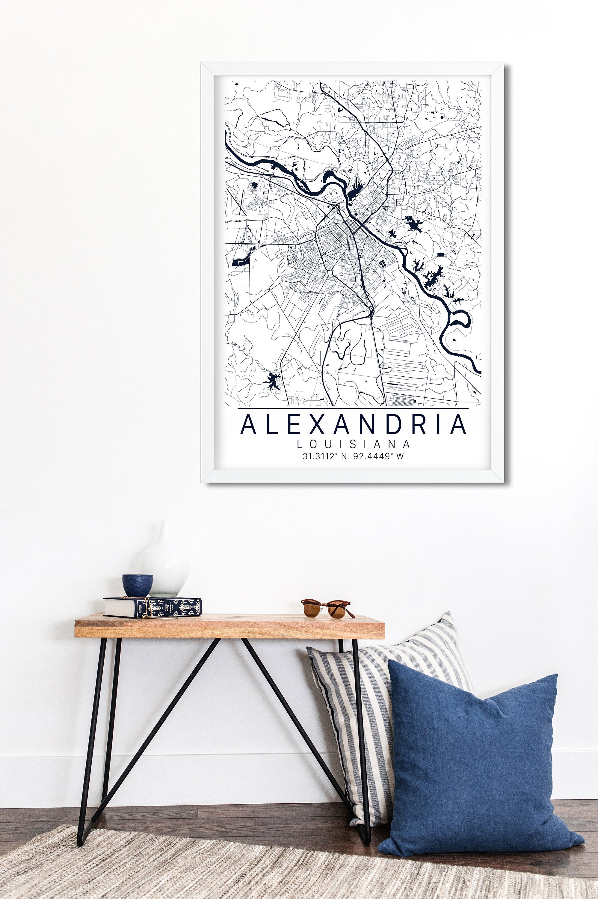 Alexandria Map Art Print - Alexandria Louisiana - City Art - Map Poster ...