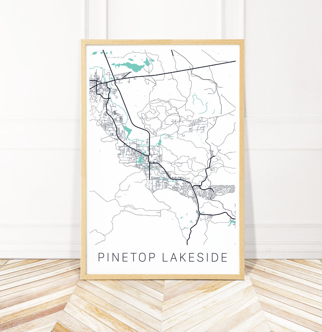 Pinetop Lakeside Art - Map of Pinetop-lakeside AZ - Map Art - City Art ...