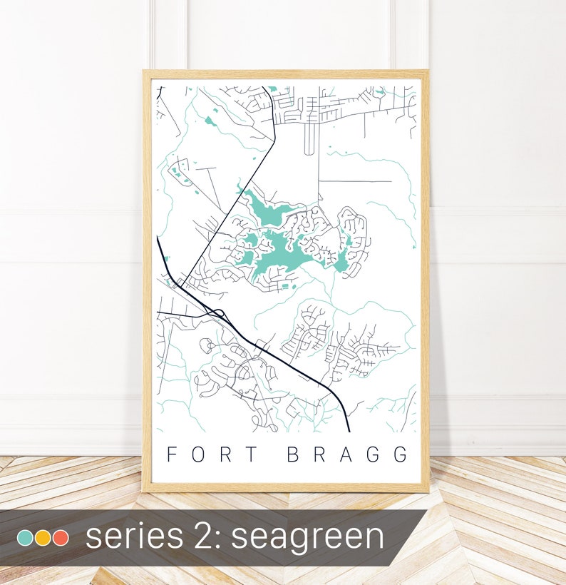 Fort Bragg Map Art City Art Map of Fort Bragg North | Etsy