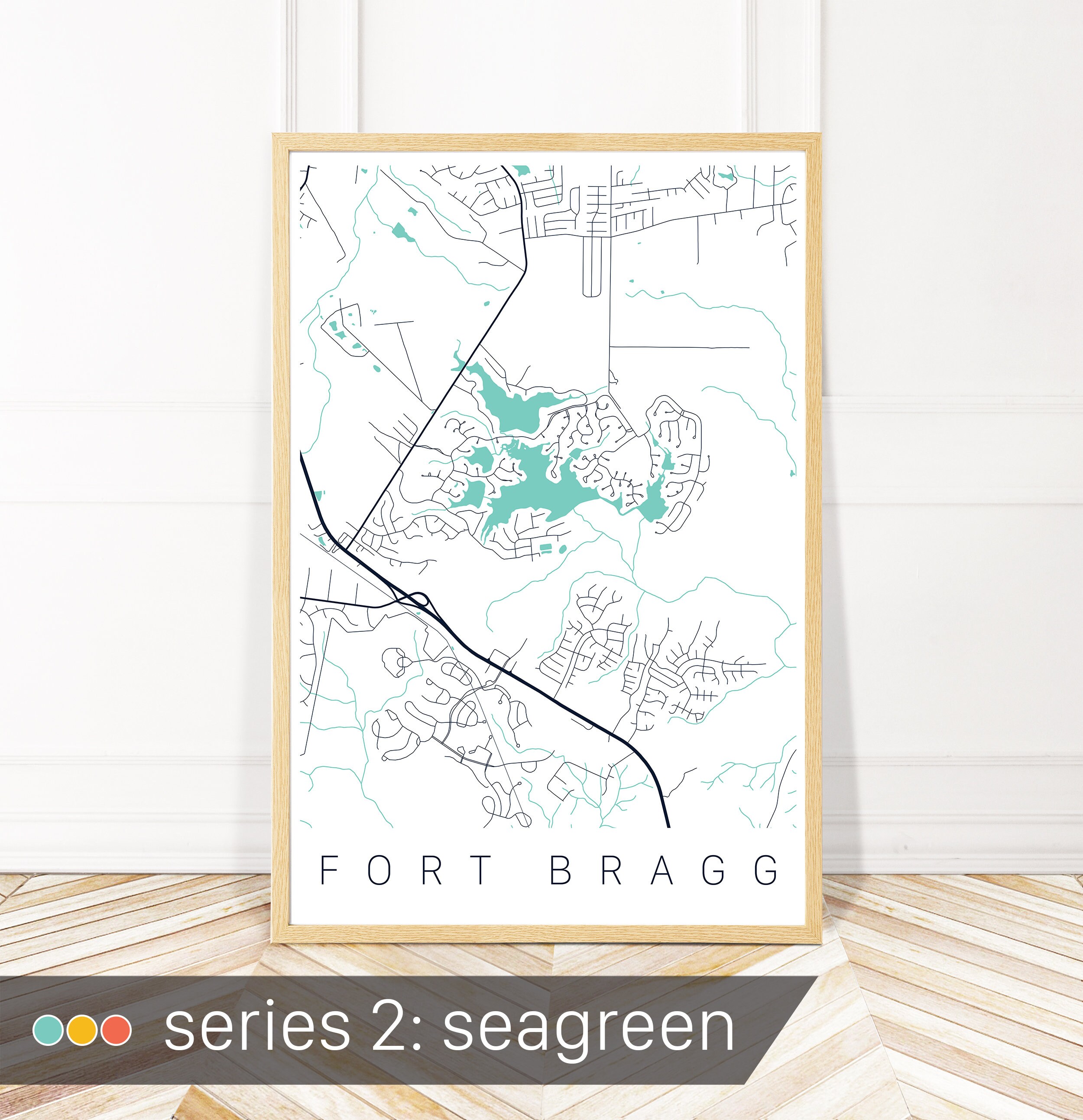 Fort Bragg Map Art City Art Map of Fort Bragg North - Etsy