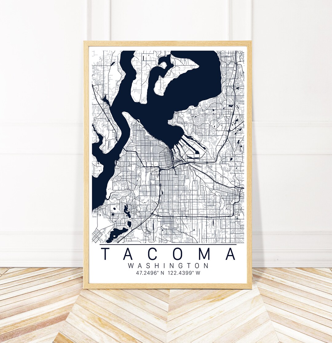 Tacoma Map Art - Map of Tacoma Washington - City Art - Print, Canvas or ...