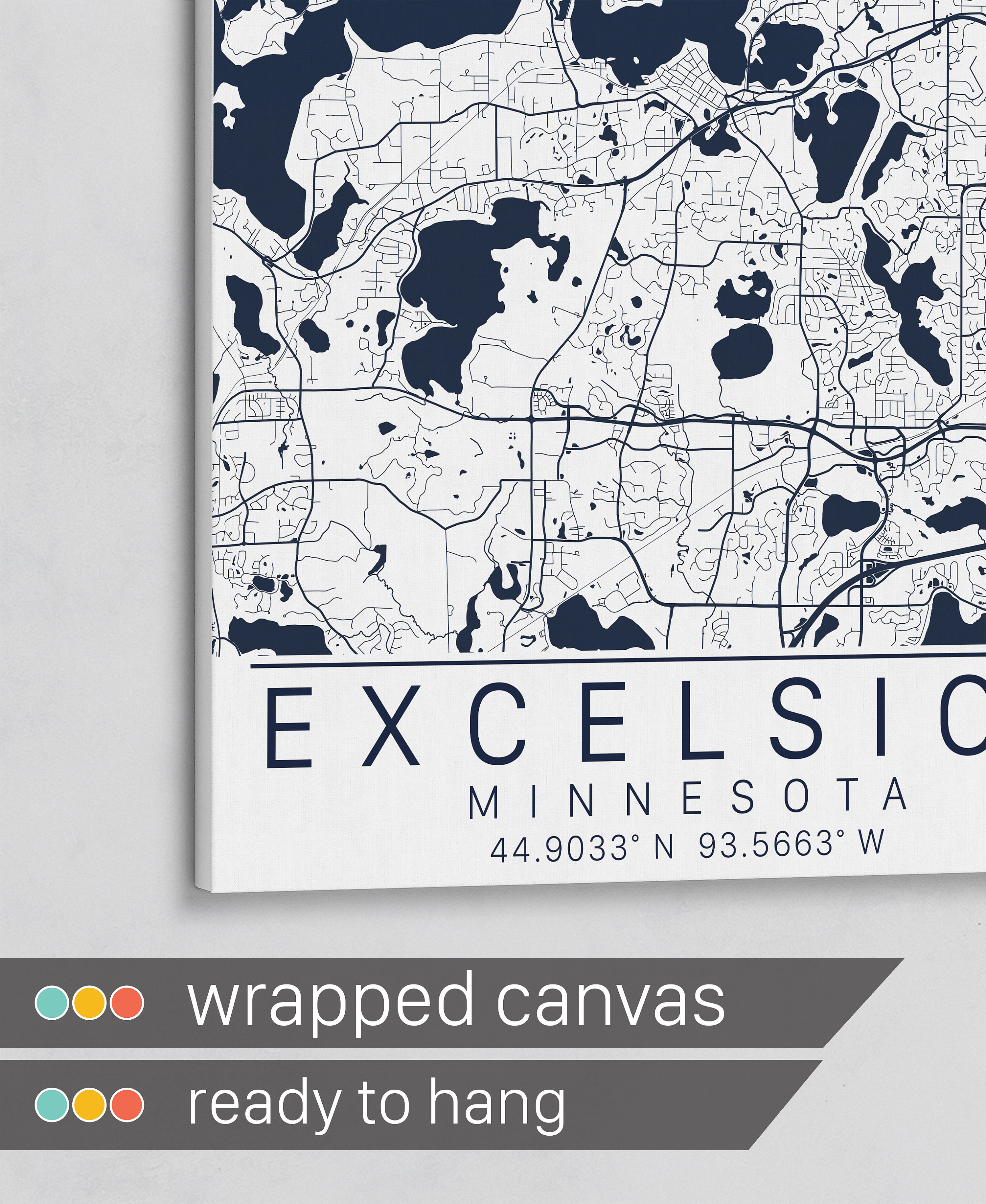 Excelsior Minnesota City Art Wall Map Framed Unframed or - Etsy