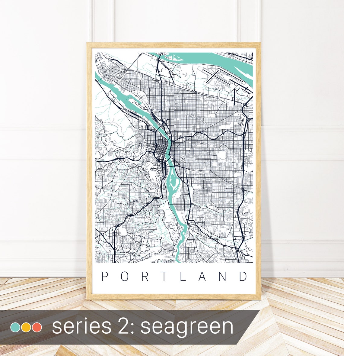 Portland Map Art Portland OR Map of Portland Print City Art | Etsy