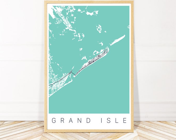 Grand Isle Map Art Print Map of Grand Isle, Louisiana City Art Framed ...