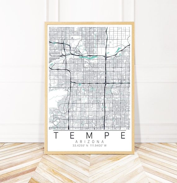 Map Of Tempe Arizona Colorful Tempe Arizona Fine Art Map Print By