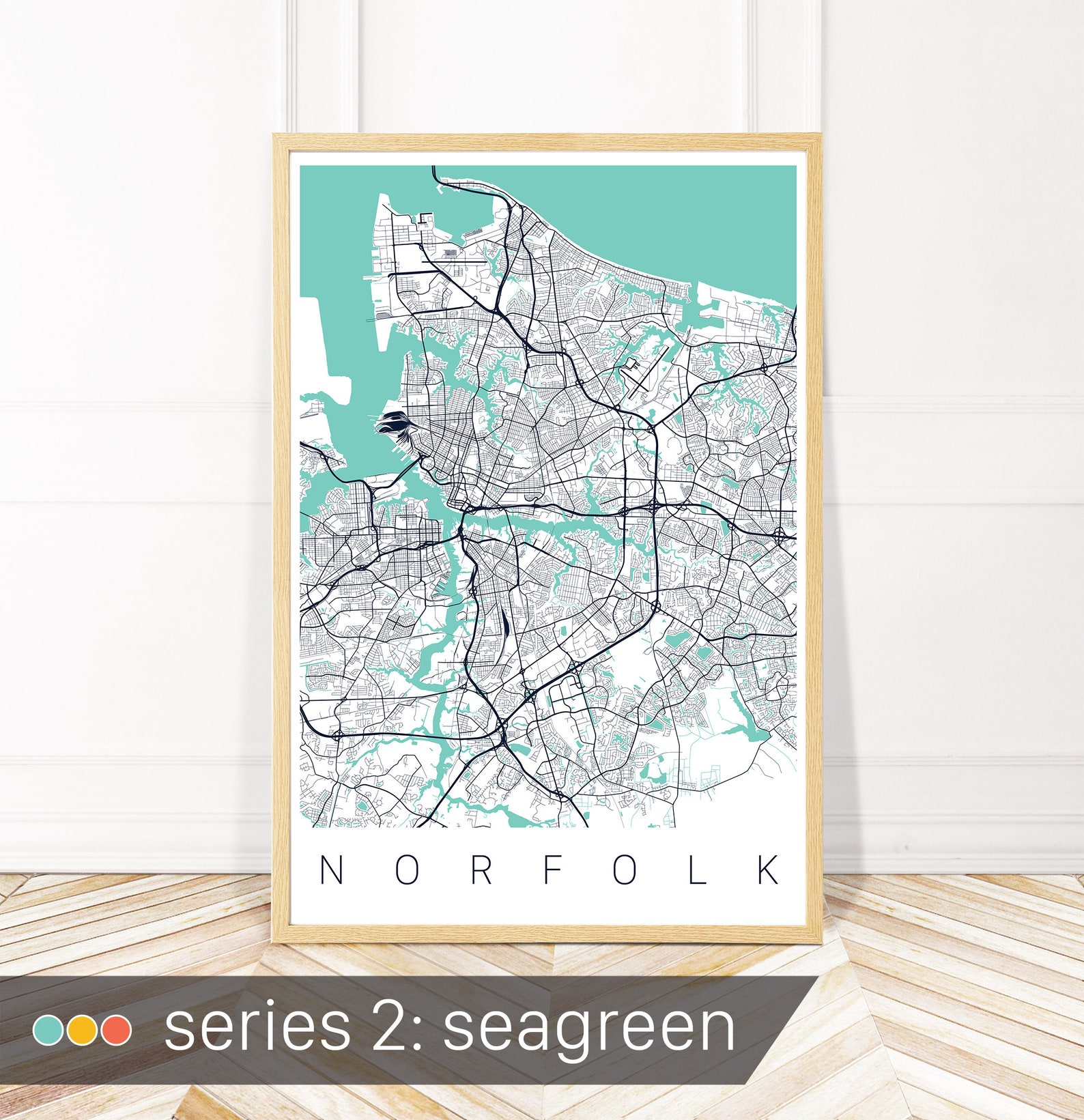 Norfolk Map Art Print City Art Map of Norfolk Virginia - Etsy