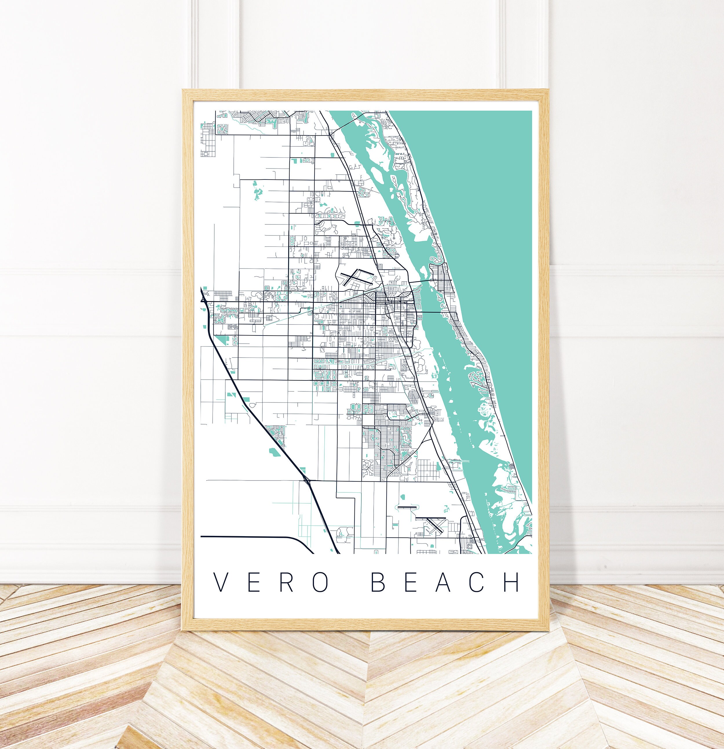 Vero Beach Map Art Framed Canvas or Print Map of Vero Beach - Etsy