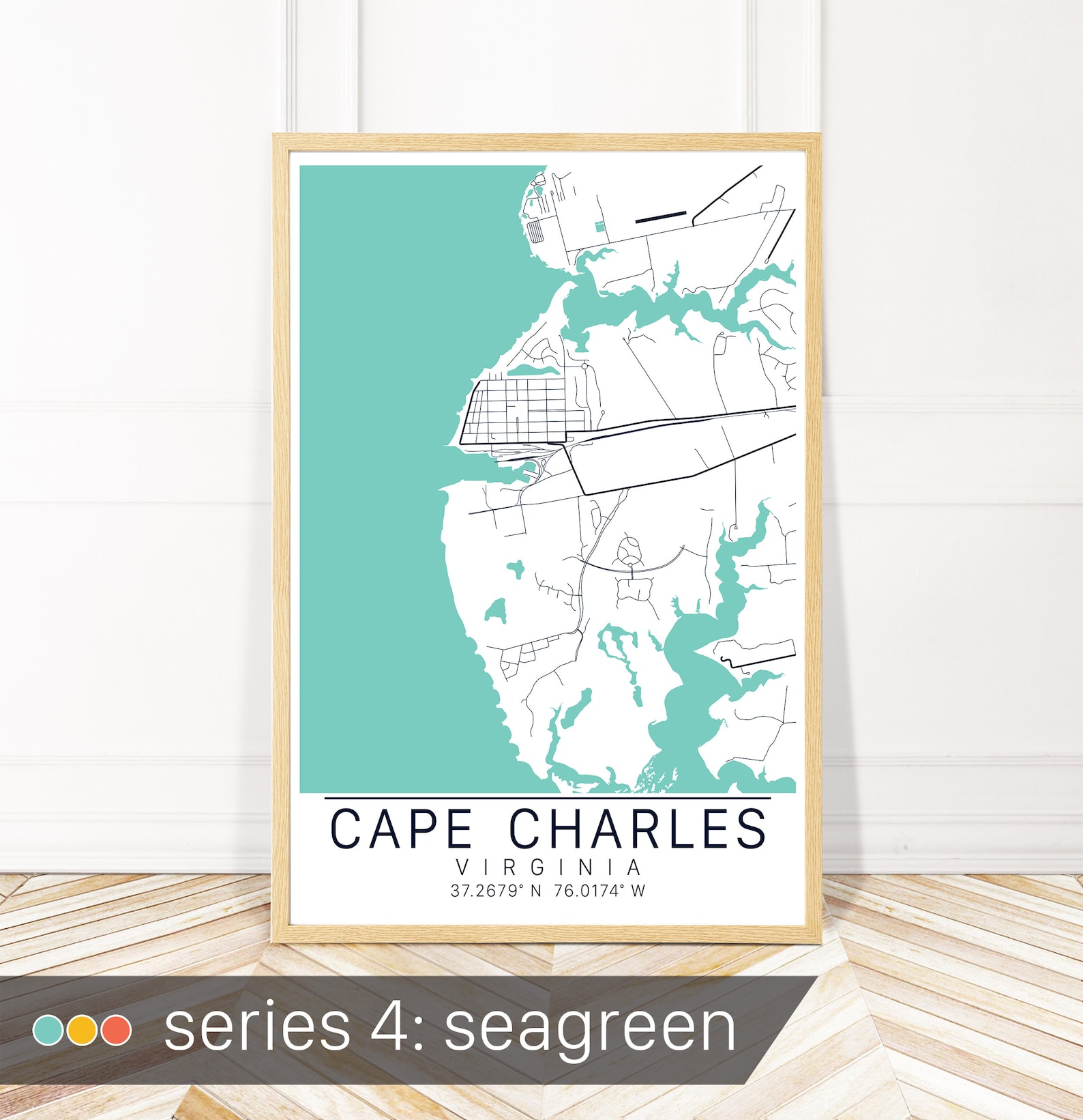 Cape Charles VA Map Art Print Cape Charles City Art Map of | Etsy