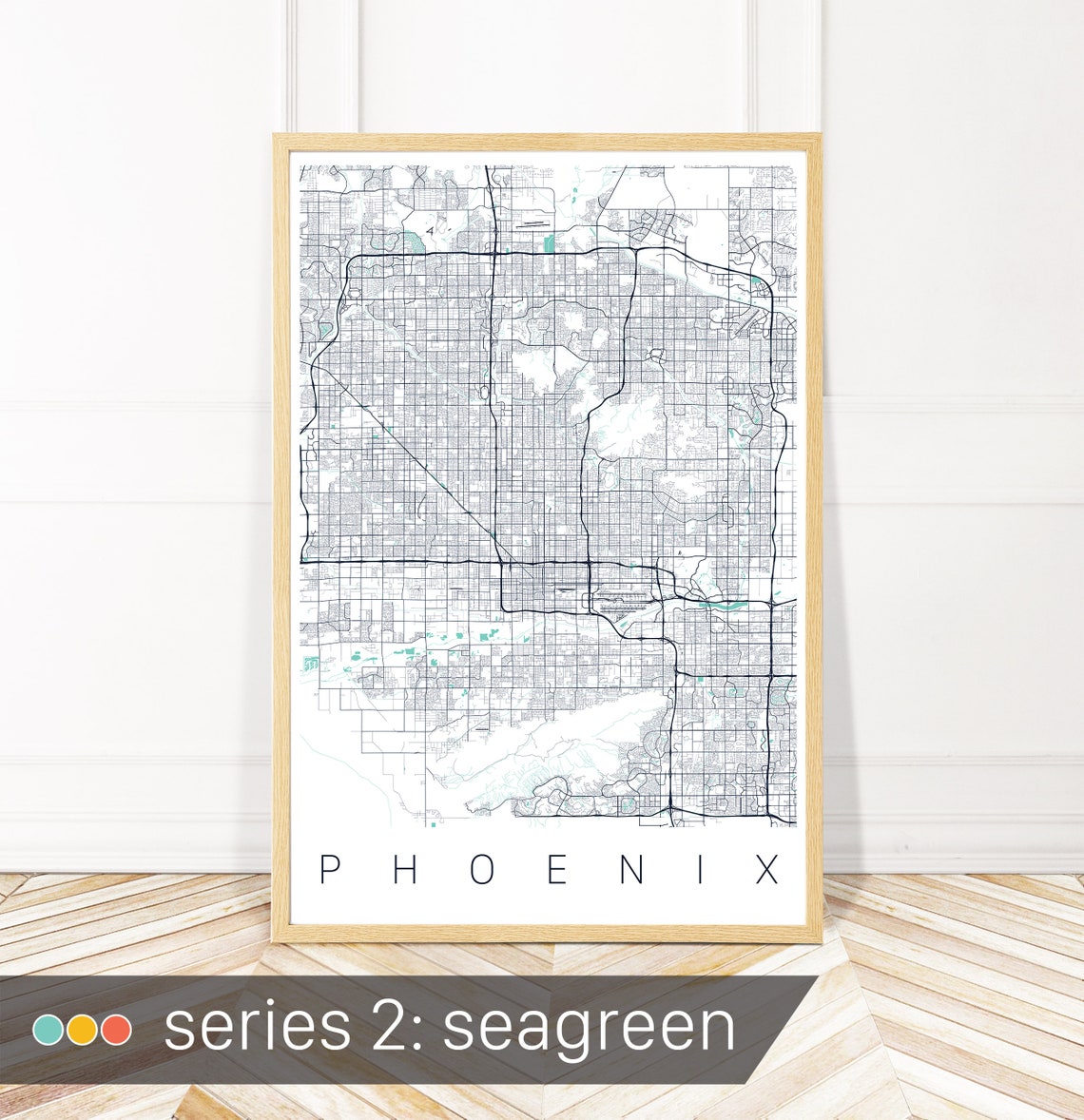 Phoenix Map Art Framed Cavnas or Print Map of Phoenix - Etsy