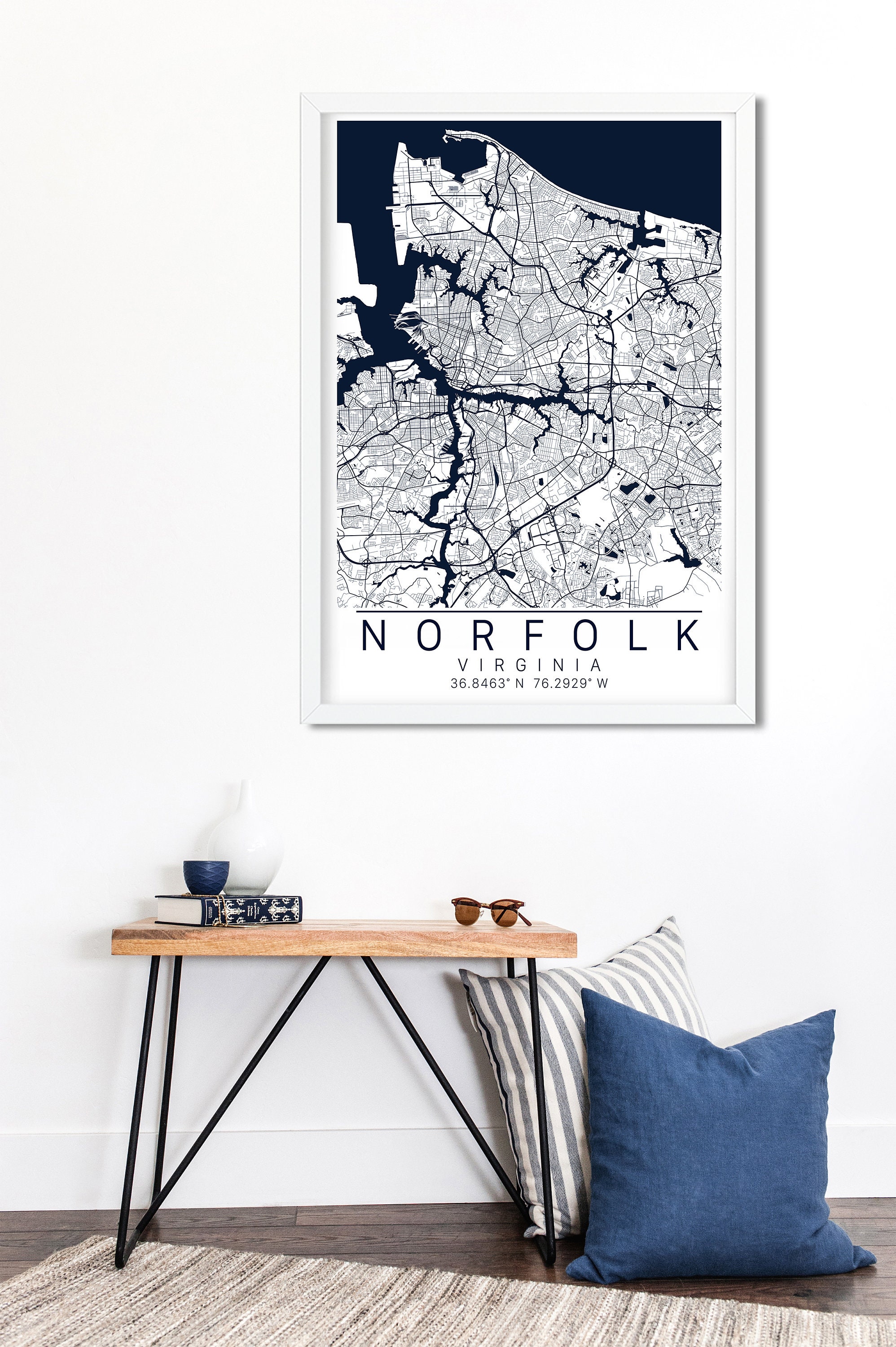 Norfolk Map Art Print City Art Map of Norfolk Virginia | Etsy