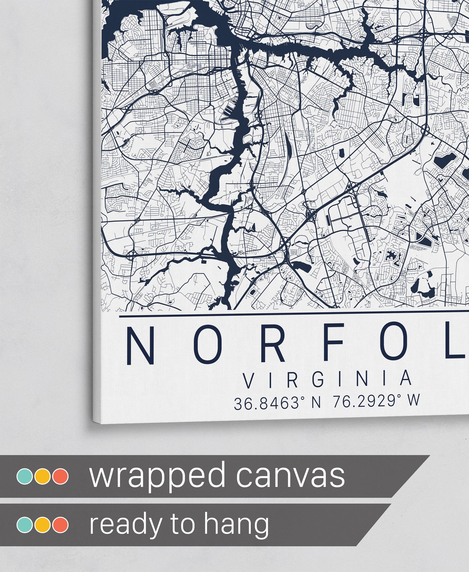Norfolk Map Art Print City Art Map of Norfolk Virginia - Etsy