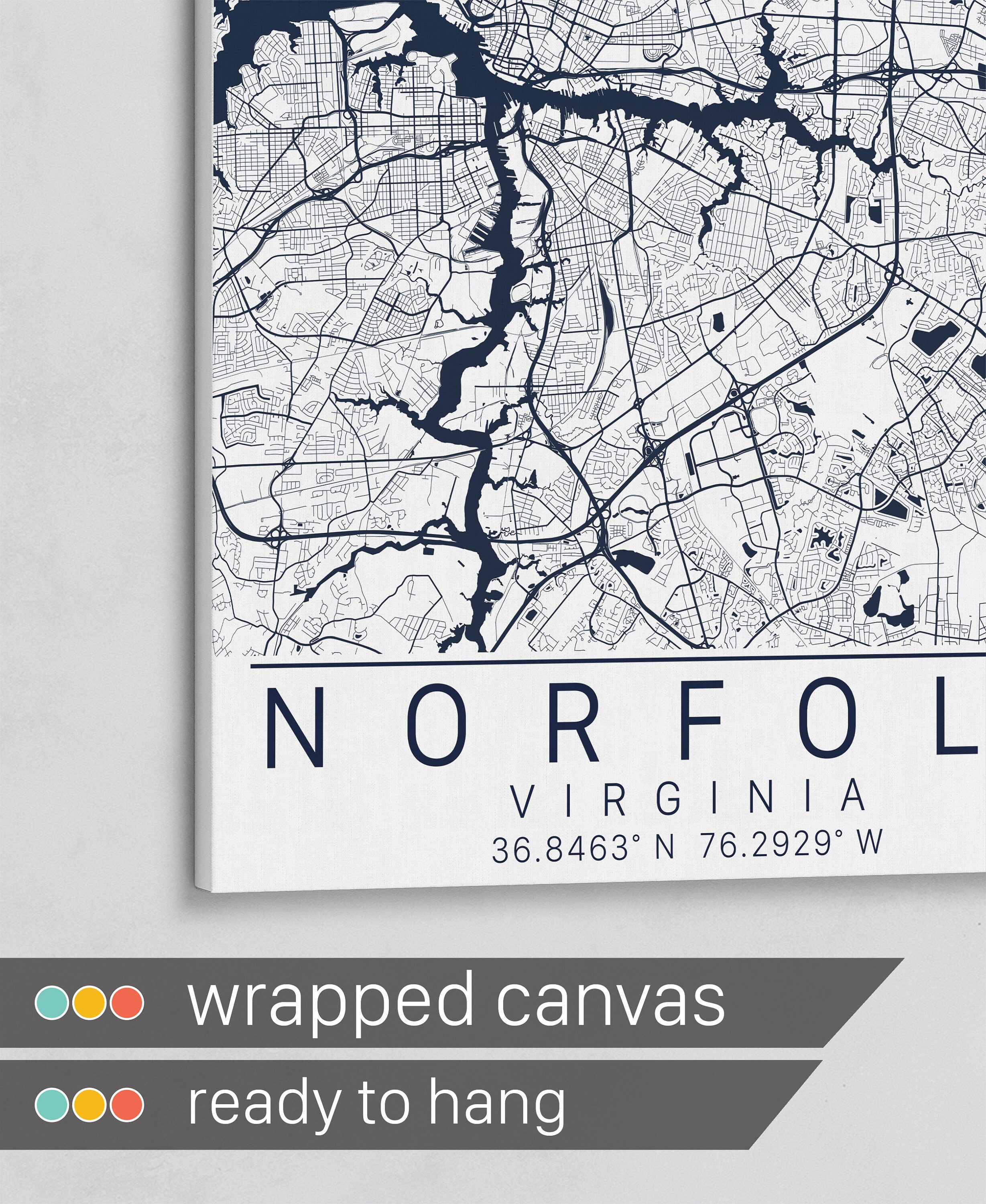 Norfolk Map Art Print City Art Map of Norfolk Virginia | Etsy