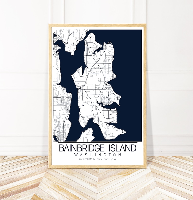 Bainbridge Island Map Art Print Map of Bainbridge Island - Etsy