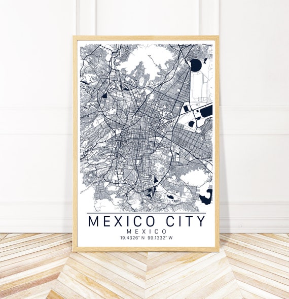 Mexico City Map Art Framed Canvas or Print Map of Mexico | Etsy