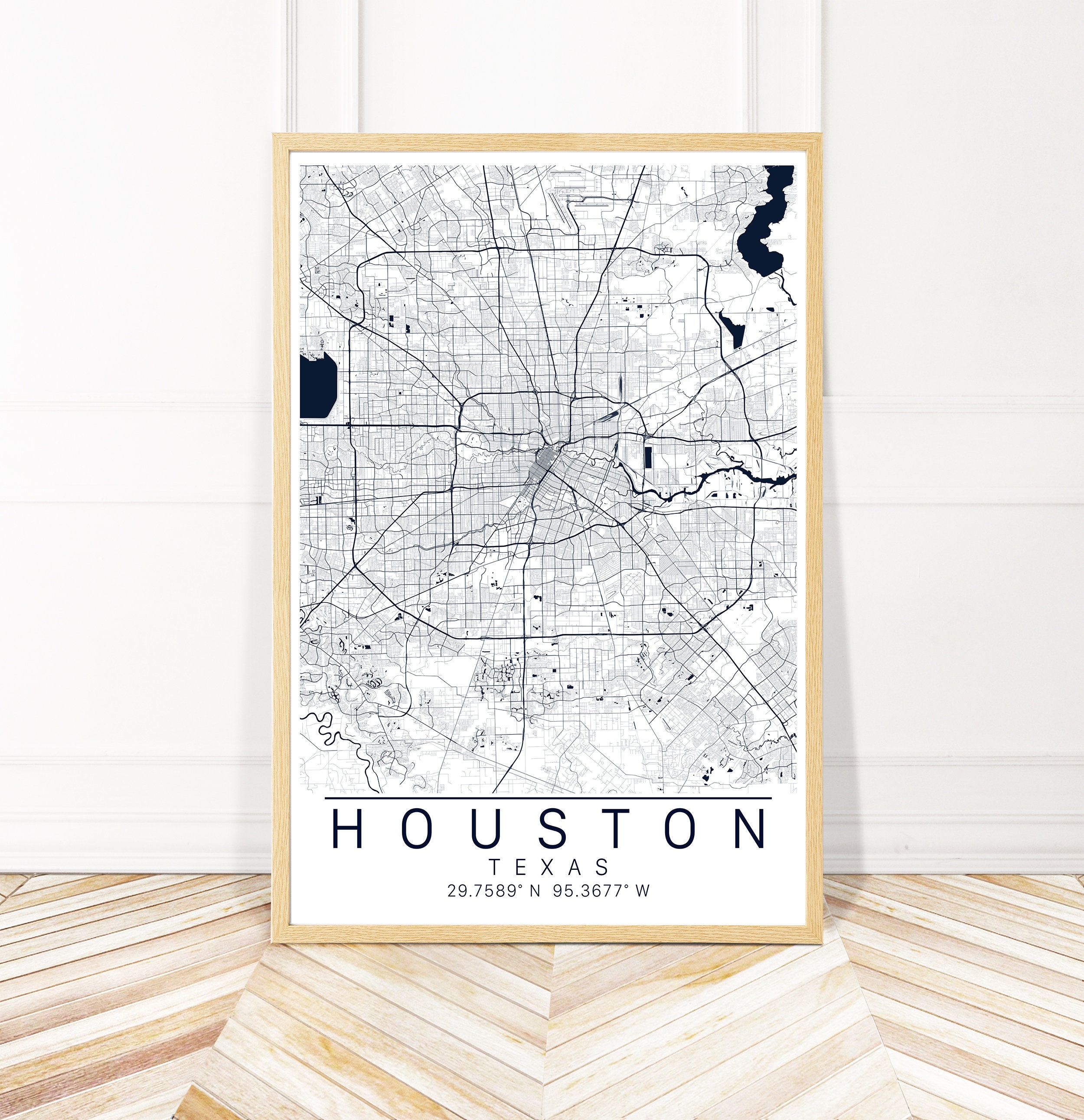 Houston City Map Print Map of Houston Texas City Art | Etsy