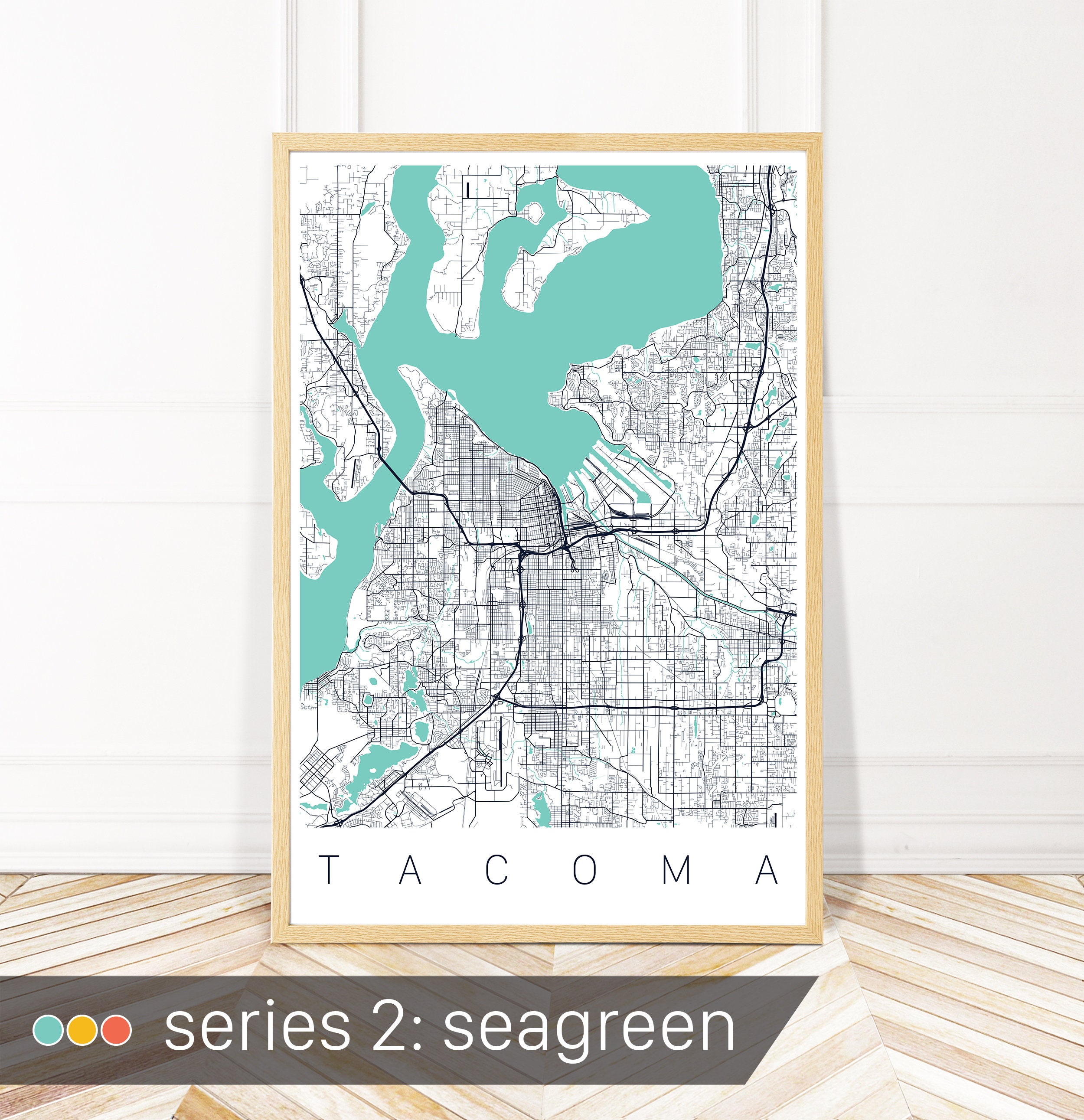 Tacoma Map Art Map of Tacoma Washington City Art Print | Etsy