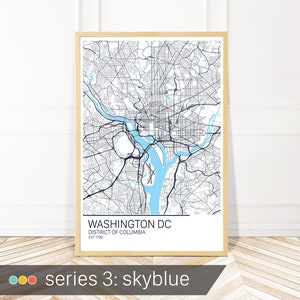 Washington DC Map Art Map Print of Washington DC City Art | Etsy