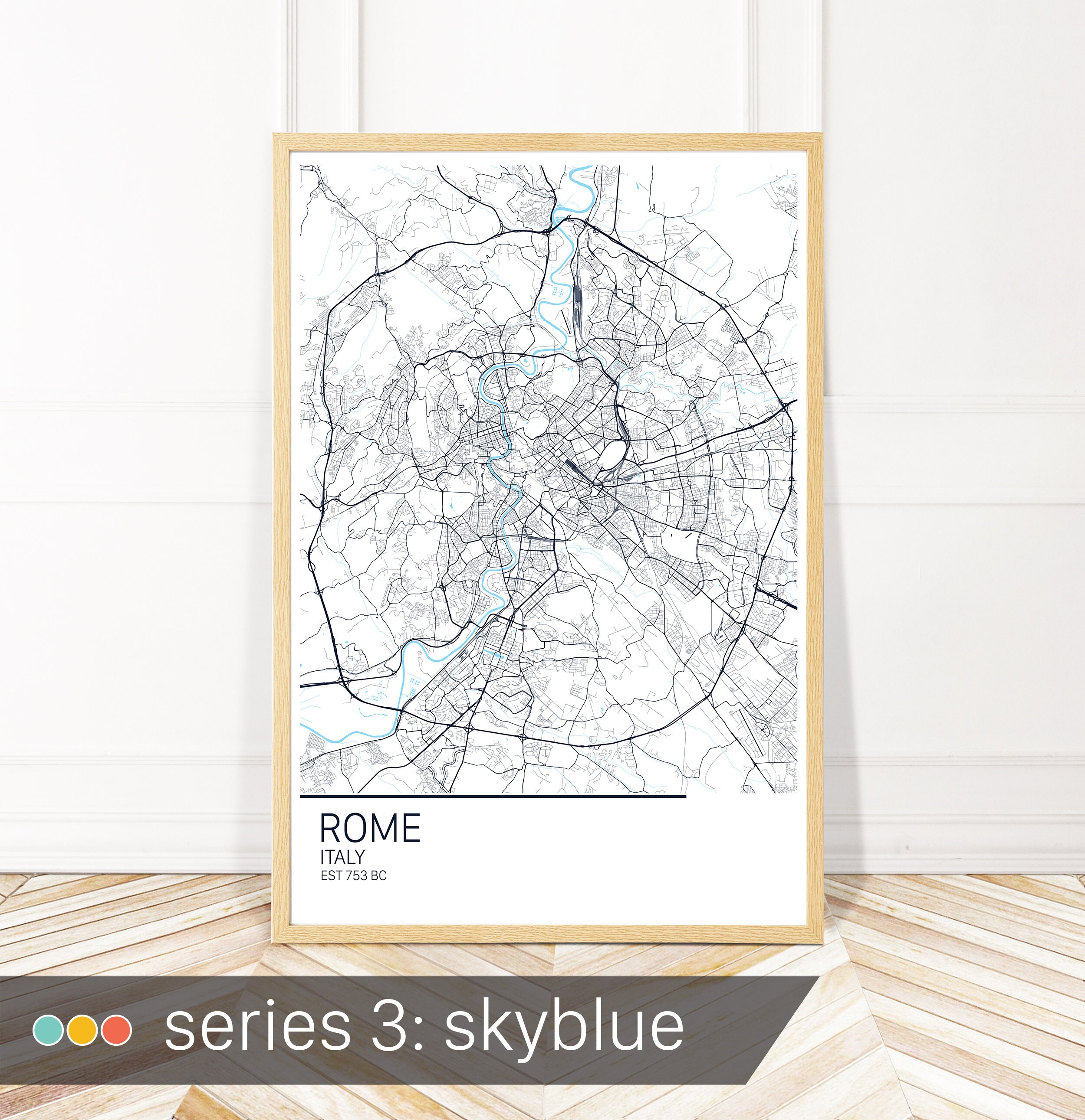 Rome Map Art Print Map of Rome Italy Map Art City Print | Etsy