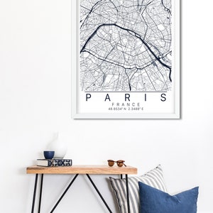 Paris Map Art Print - Framed Paris Map Art - Canvas Paris City Map Art ...