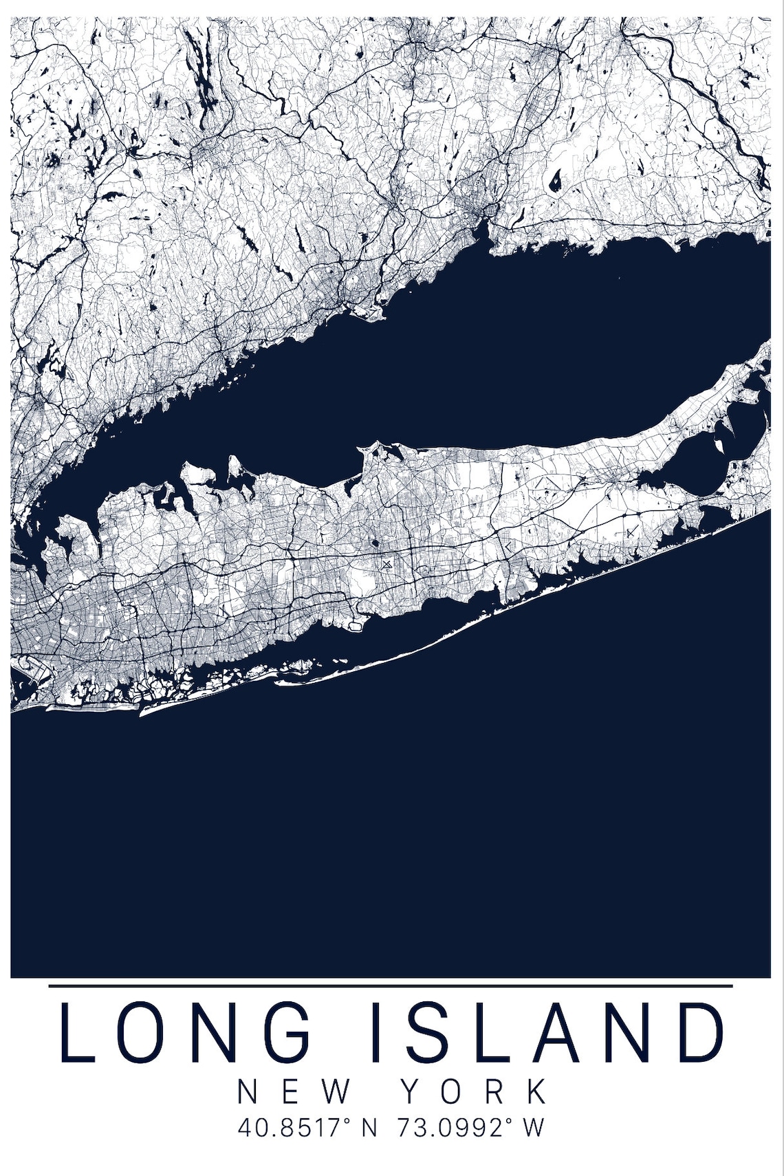 Long Island Map Art Framed, Canvas, or Print - City Map Wall Art by ...