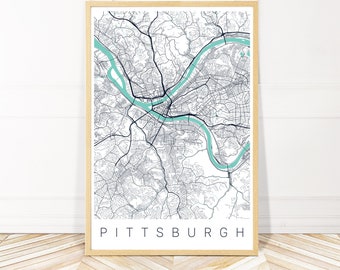 Pittsburgh City Map Wall Art - Etsy