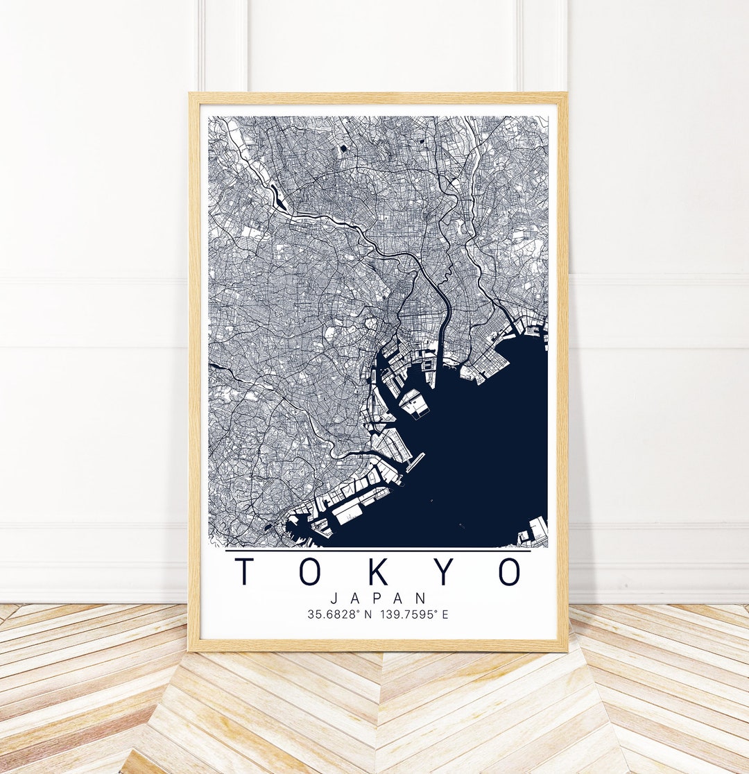 Tokyo Map Art Framed, Canvas or Print - Map of Tokyo Japan - Travel ...