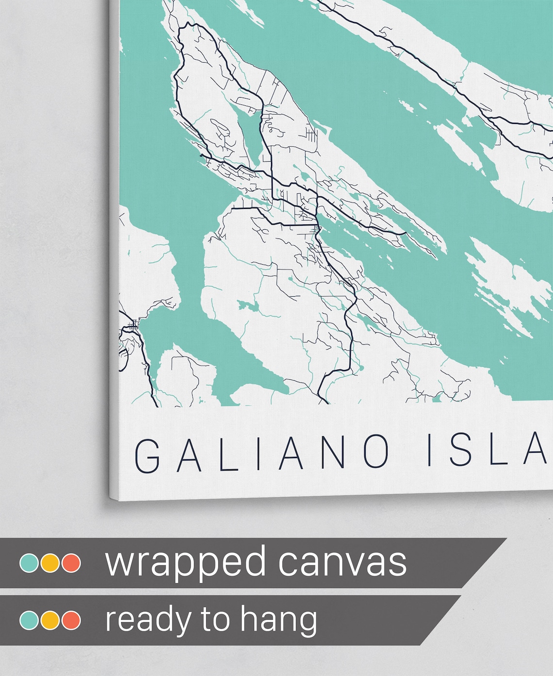 Galiano Island Map Art Print City Art Map of Galiano | Etsy