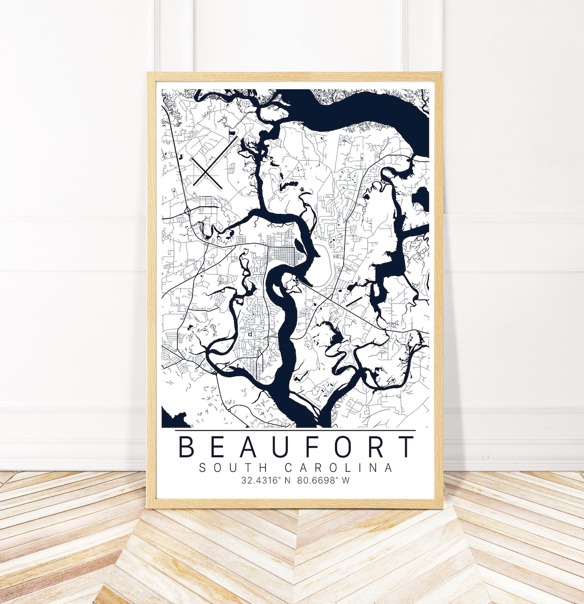 Beaufort City Art Print Map of Beaufort South Carolina - Etsy