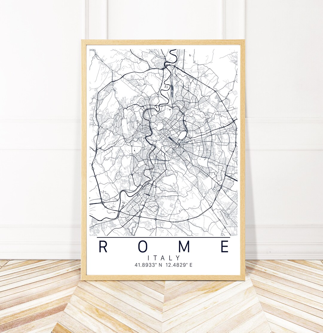 Rome Map Art Print - Map of Rome Italy - Map Art - City Print ...