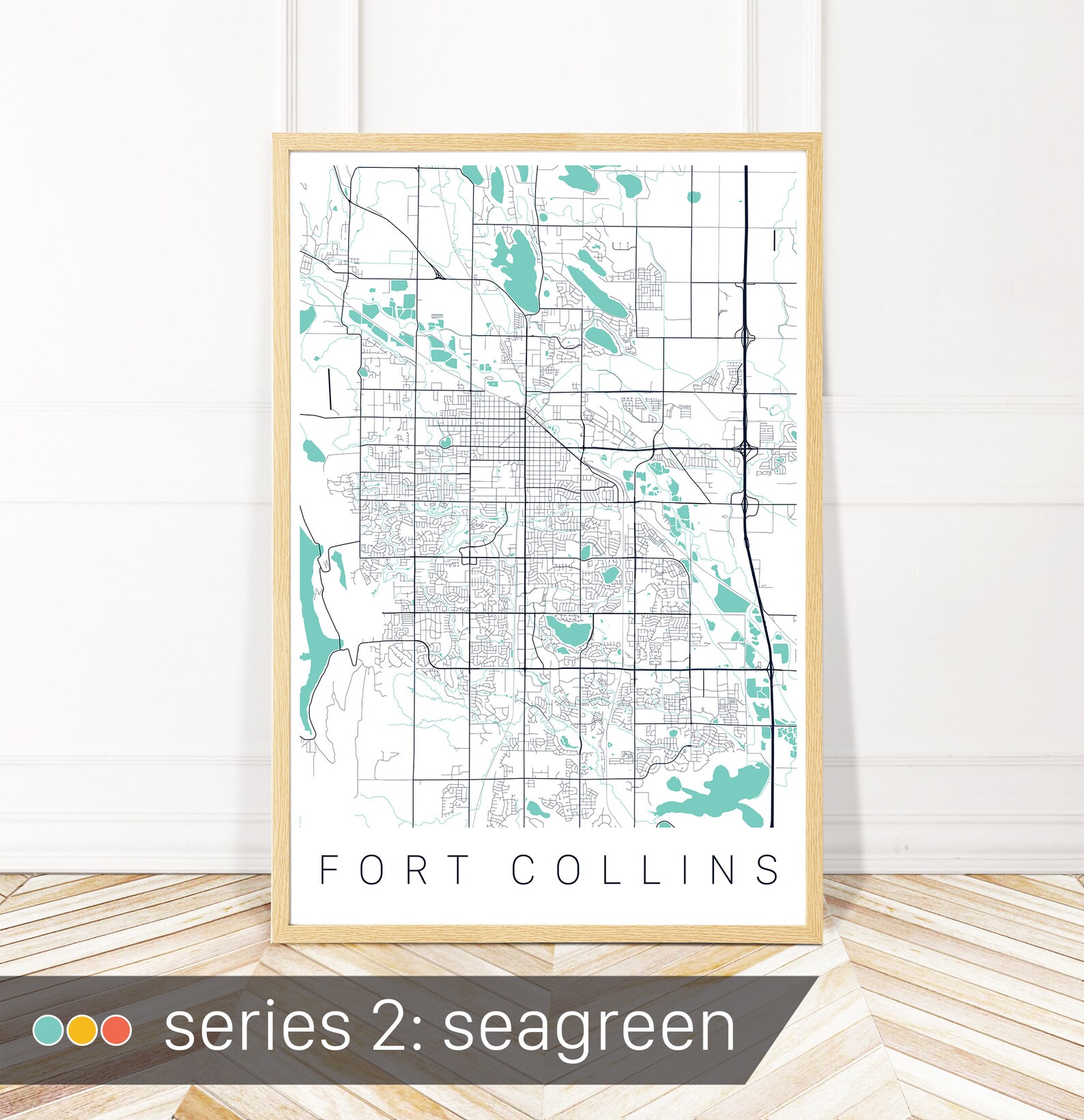 Fort Collins Map Art Print Map of Fort Collins Colorado - Etsy