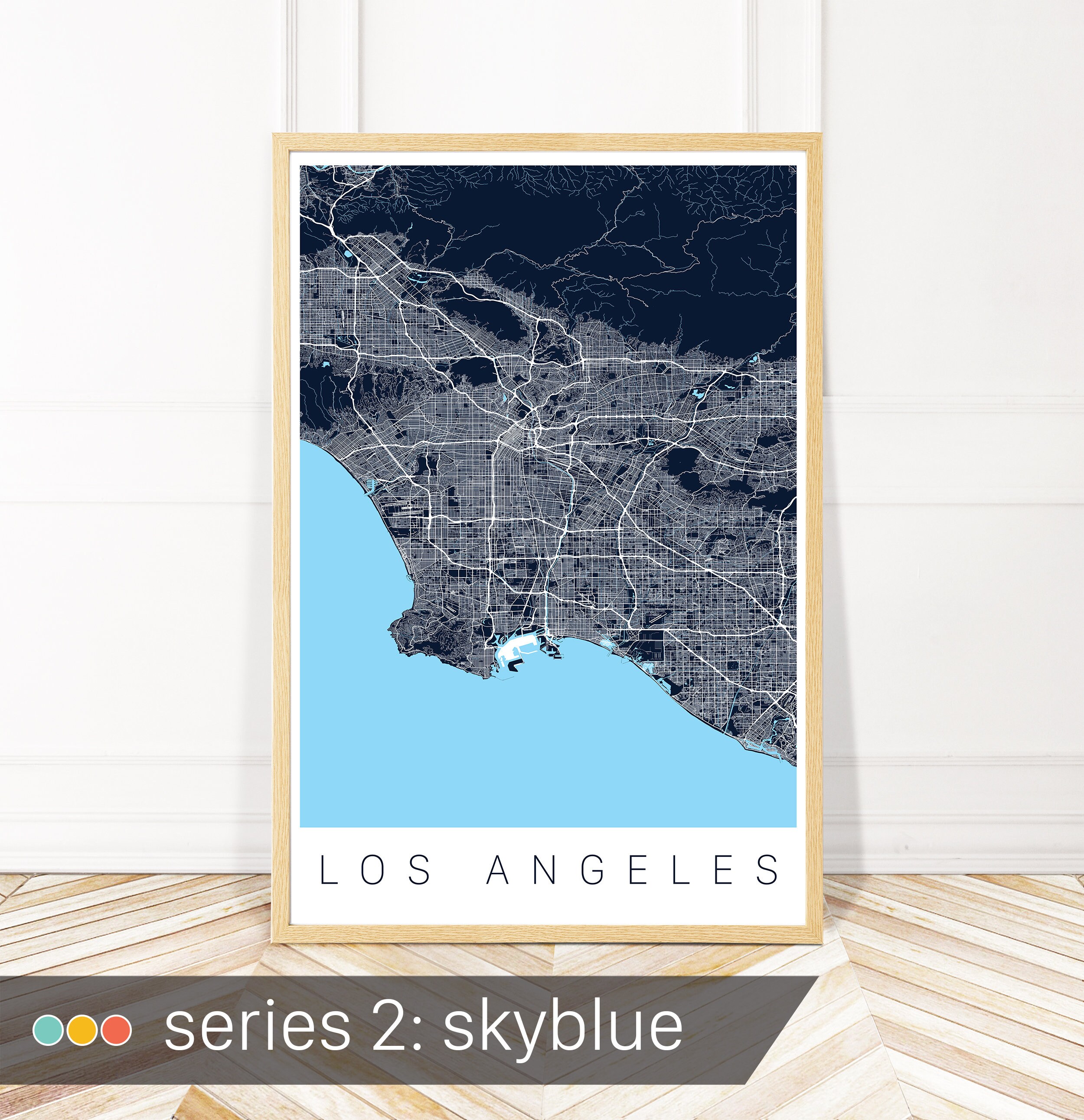 Los Angeles Map Art Print Carte de Los Angeles Californie | Etsy