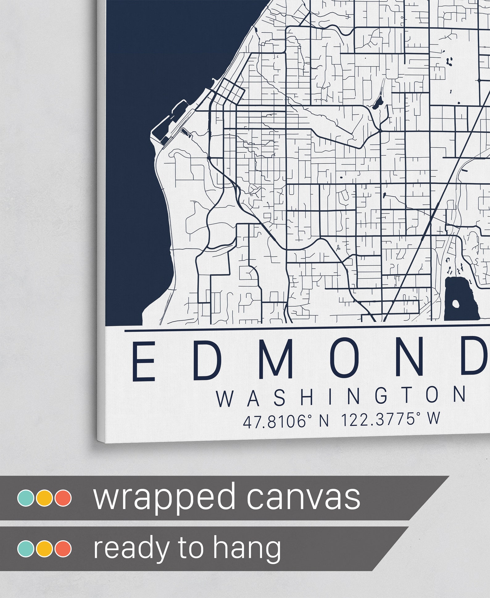 Edmonds Map Art Framed Canvas or Print Map of Edmonds | Etsy