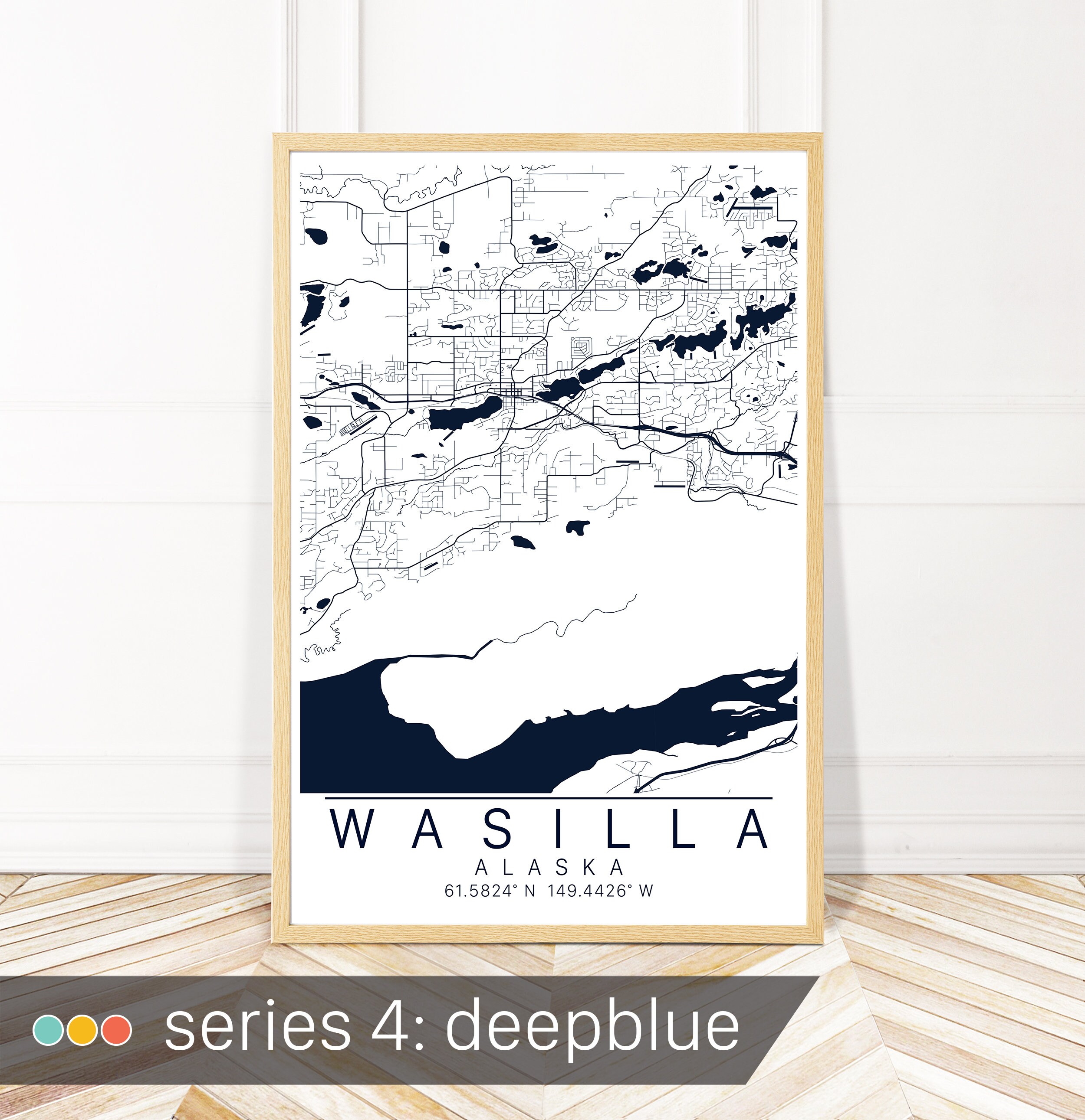 Wasilla Map Art Print City Art Map of Wasilla Alaska | Etsy