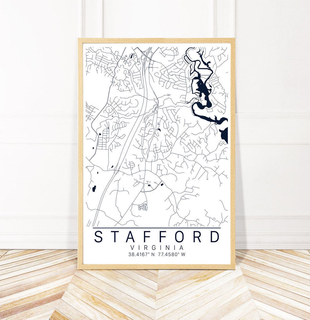 Stafford VA Map Art Framed, Canvas or Print - City Wall Art by ...