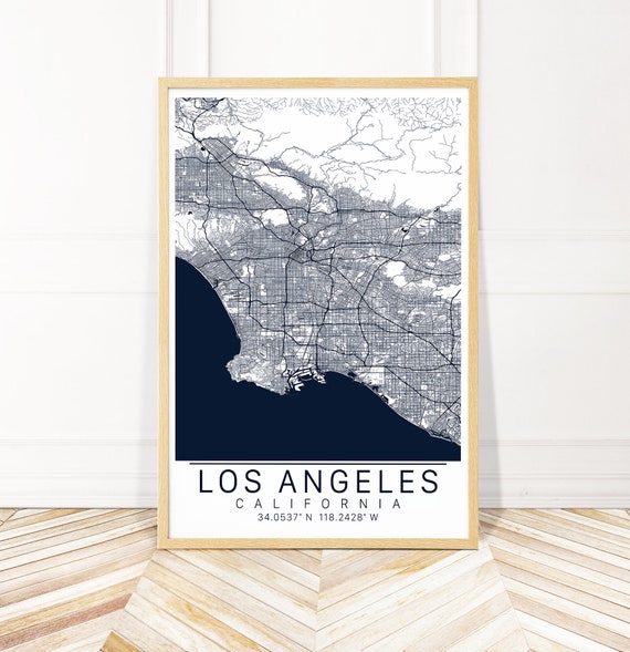 Los Angeles Map Art Print Carte de Los Angeles Californie | Etsy