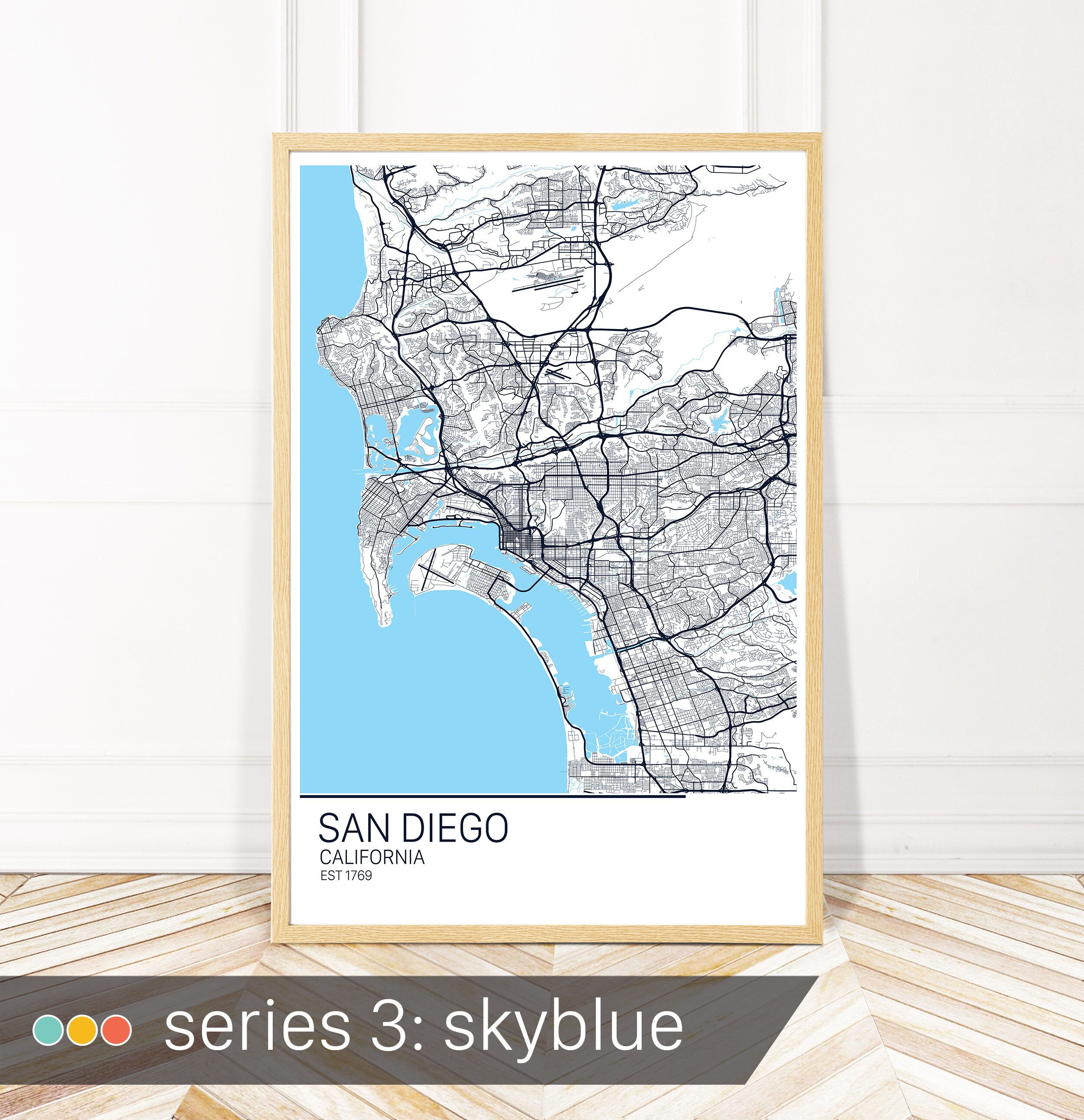 San Diego Map Art Print Map of San Diego California City | Etsy