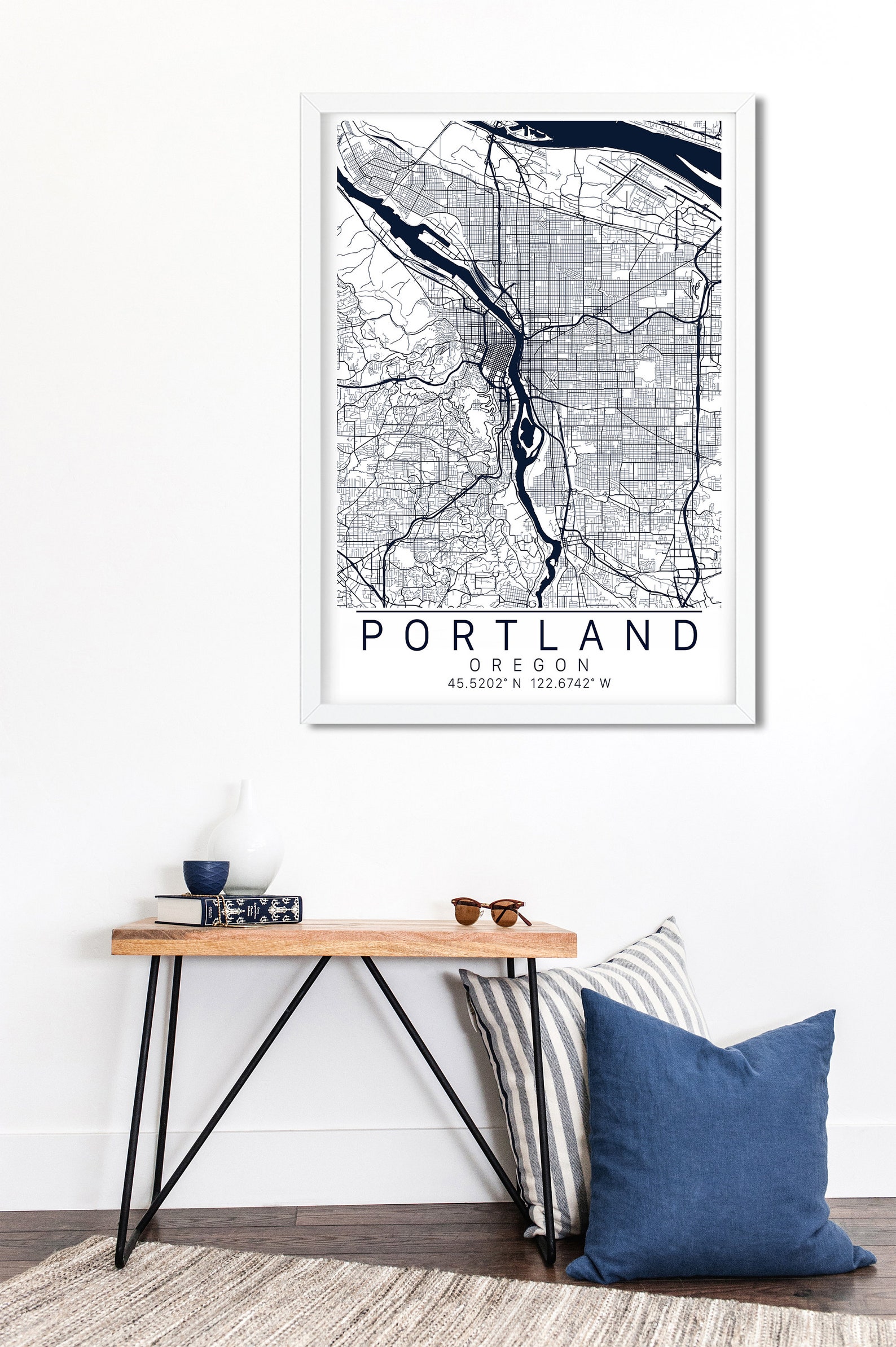 Portland Map Art Portland OR Map of Portland Print City Art | Etsy