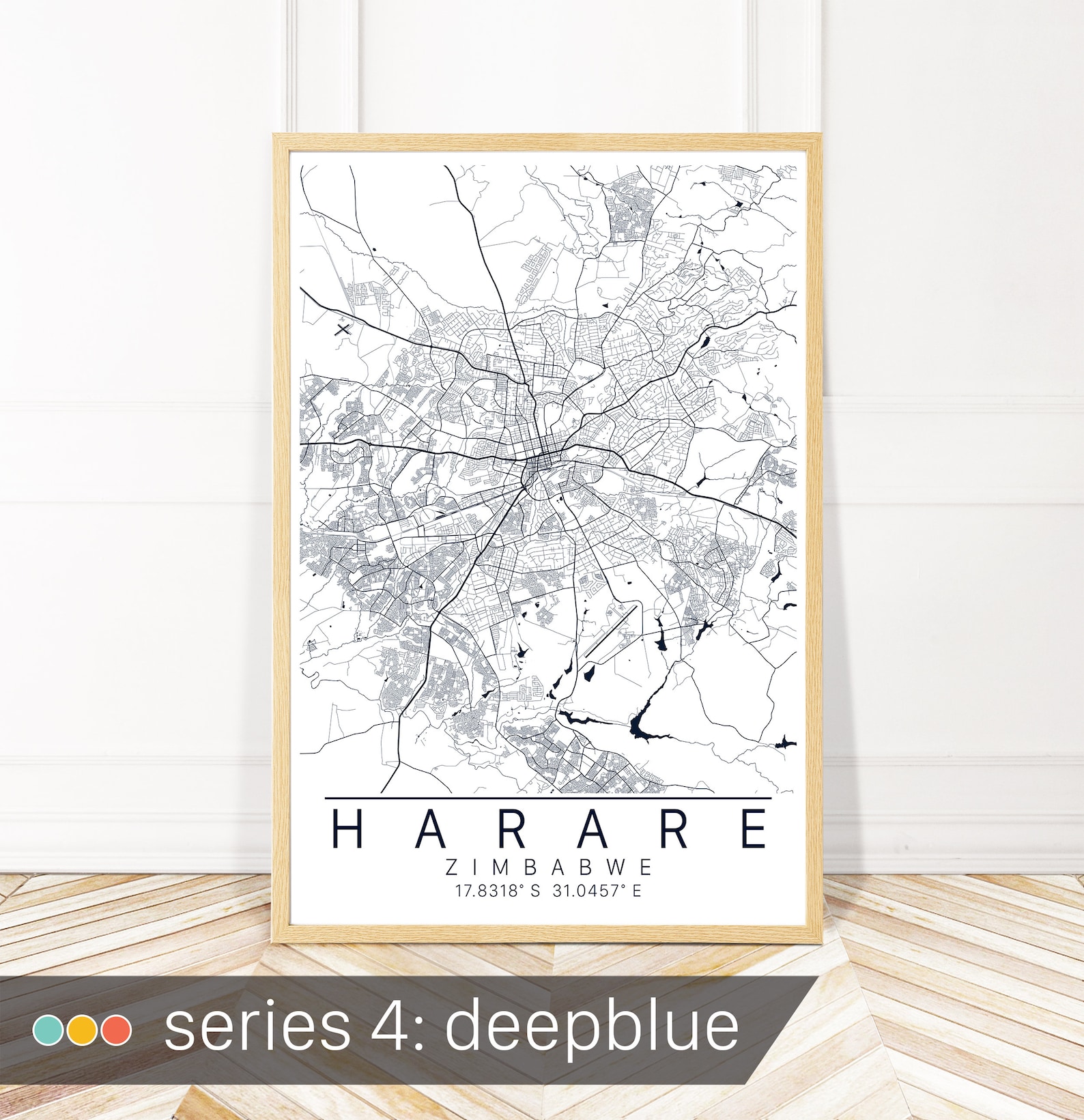 Harare Map Print City Art Map of Harare Zimbabwe | Etsy