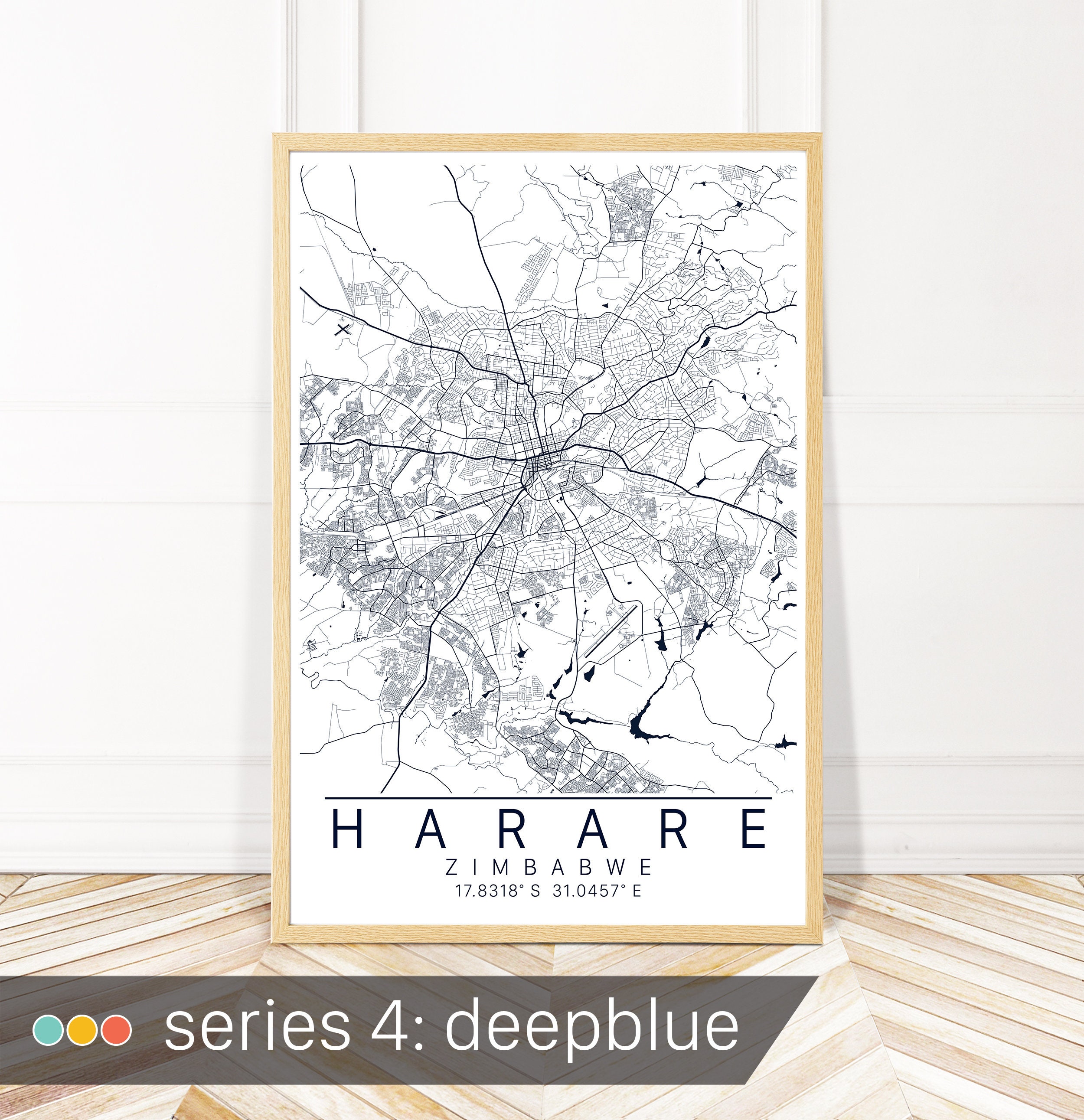 Harare Map Print City Art Map of Harare Zimbabwe | Etsy