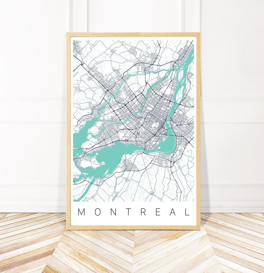 Montreal Map Art Print - City Art - Map of Montreal Canada - Print ...