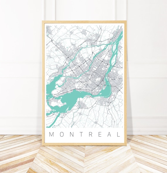 Montreal Map Art Print City Art Map of Montreal Canada | Etsy