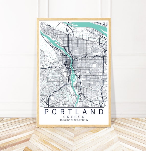 Portland Map Art Print Map of Portland Oregon City Art | Etsy