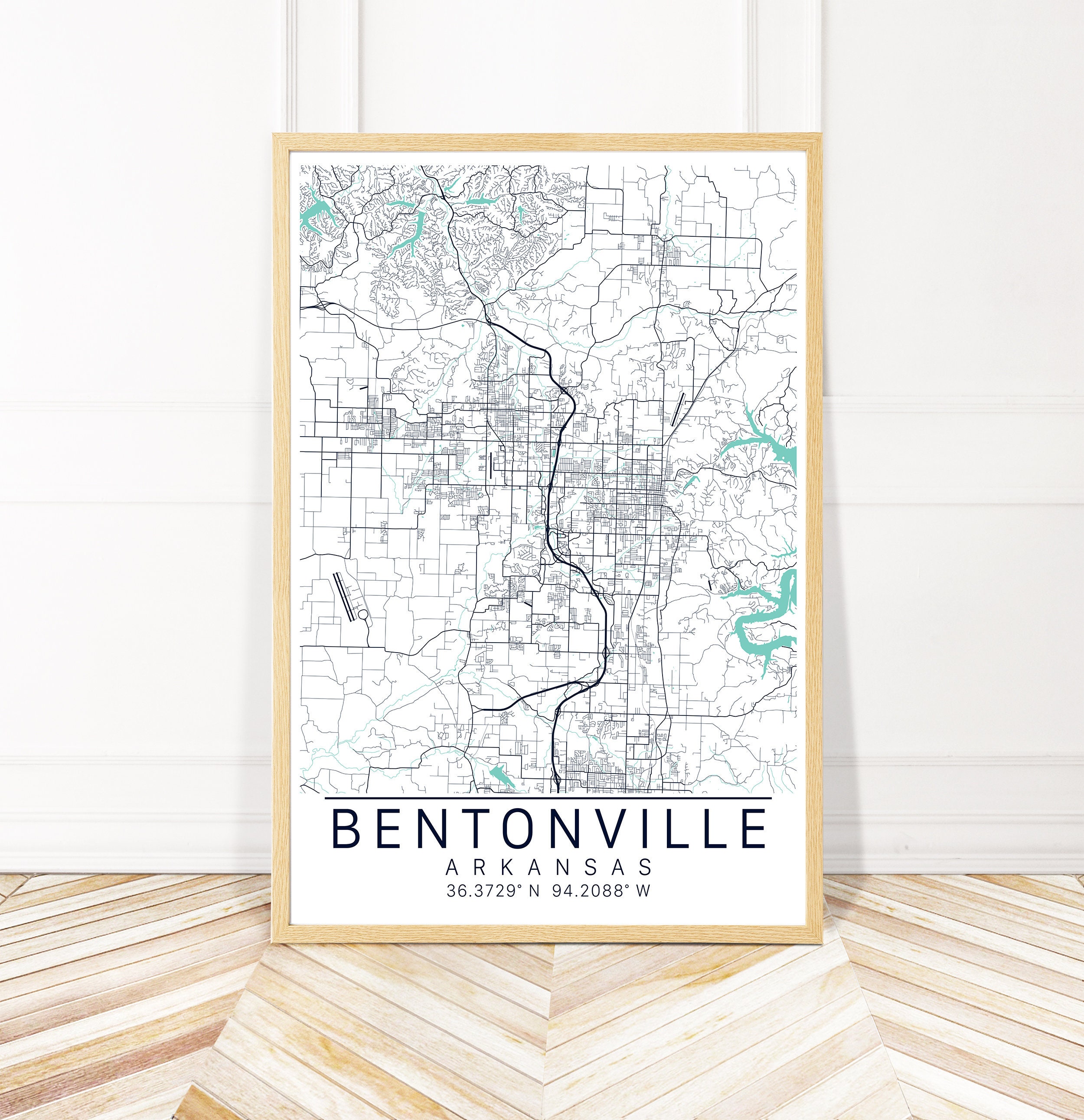 Bentonville Map Art Map of Bentonville Arkansas City Art | Etsy