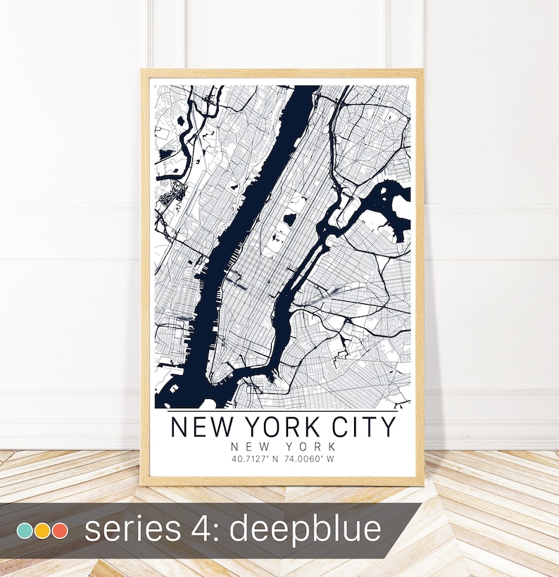 Framed Map of NYC NYC Wall Art Canvas NYC Art New York - Etsy