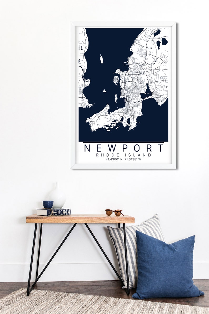 Newport RI Map Art Framed Canvas or Print City Map Wall Art | Etsy