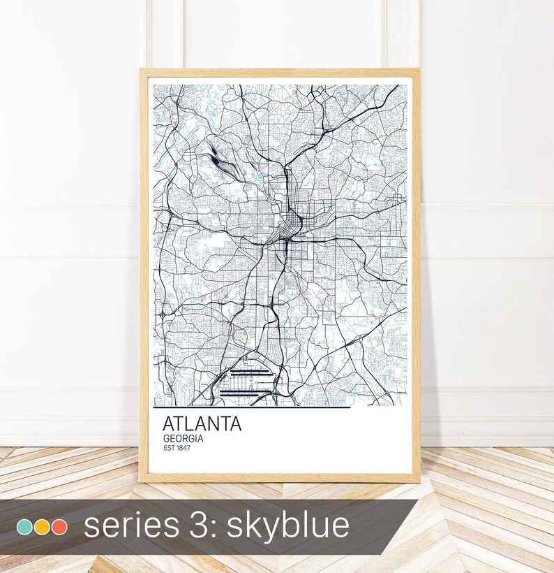 Atlanta Map City Art Map of Atlanta Georgia Map Art - Etsy