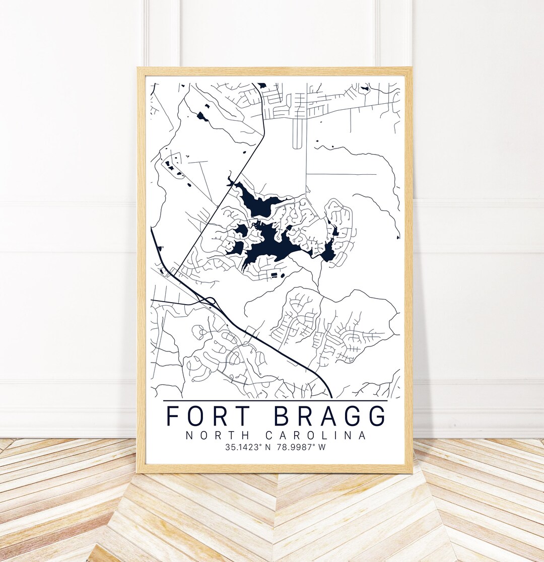 Fort Bragg Map Art - City Art - Map of Fort Bragg North Carolina- Fort ...