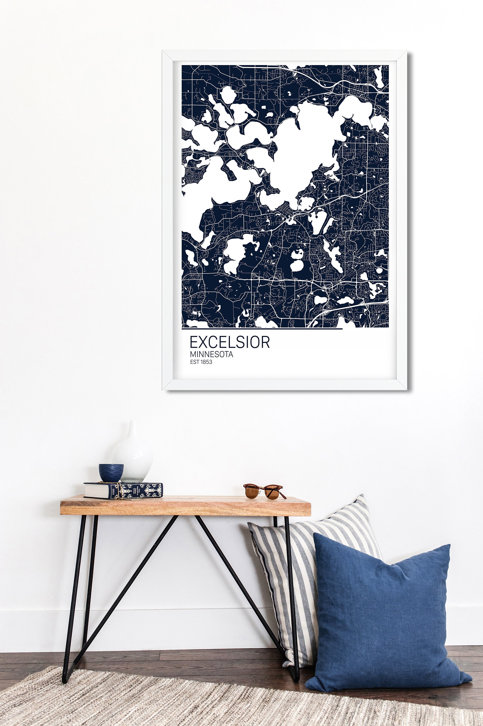 Excelsior Minnesota City Art Wall Map Framed Unframed or - Etsy
